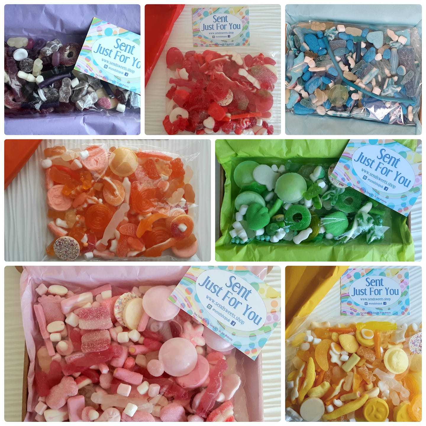 Single Colour, Mixed Colour and Rainbow Sweets Letterbox Sweet Gift ...